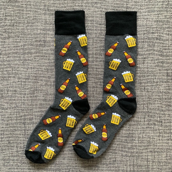 Underwear & Socks | Mens Gray And Black Beer Socks | Poshmark